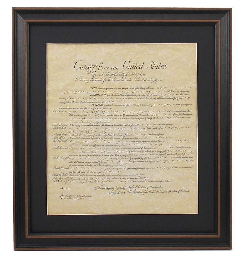 Framed Constitution and Bill of Rights Set with Black Matte. | Etsy