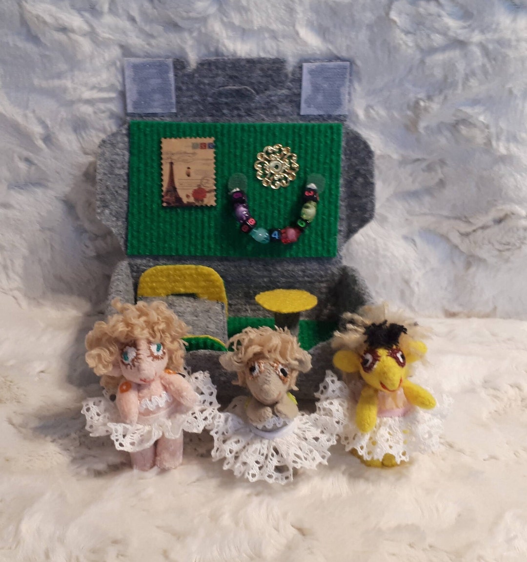 Mini Rag Fairy Elf in Suitcase Dollhouse Travel Toy Rag Doll Pocket ...