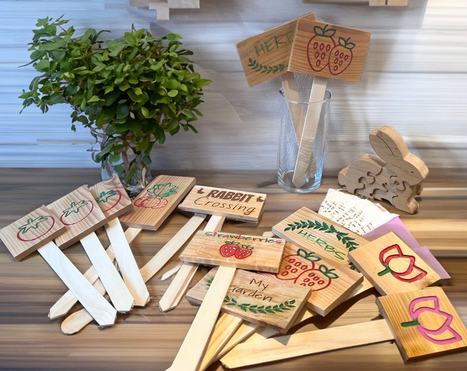 Vegetable Garden Plant Marker Customizable Durable Wooden Garden Stakes ...