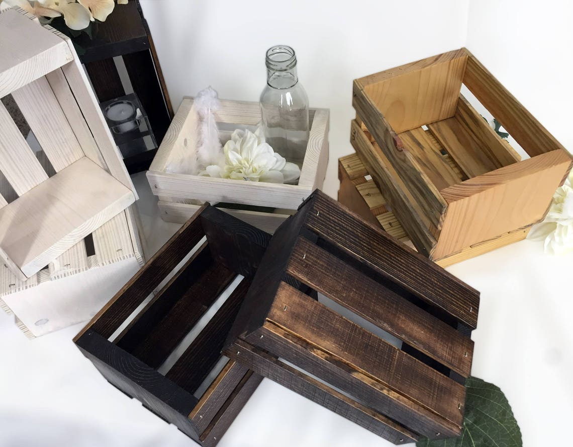 Small Wood Crate Pine Crate Wooden Box Rustic Storage Wood - Etsy