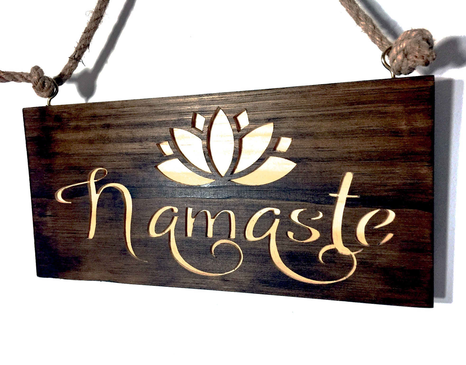 namaste wood sign carved handmade minimalist natural living | Etsy