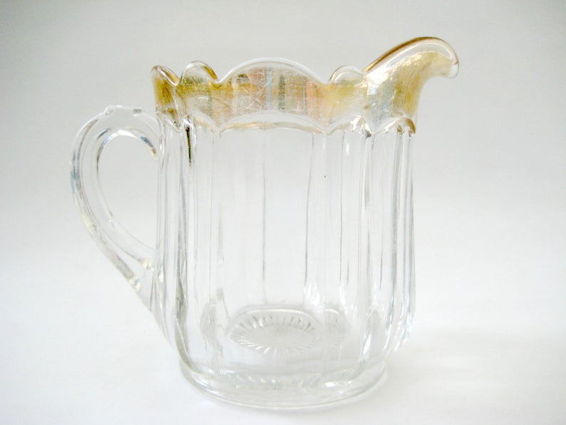 Glass Sugar and Creamer With Gold Rim Vintage Sugar and - Etsy