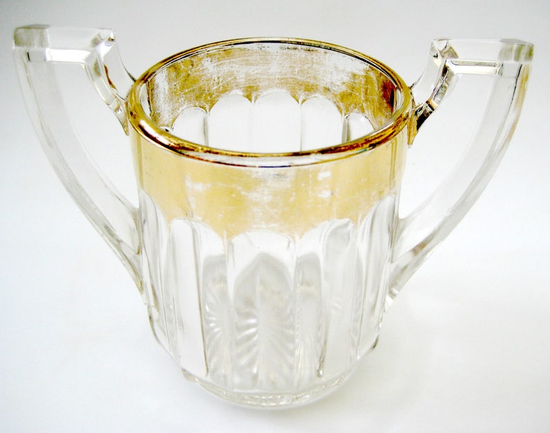 Glass Sugar and Creamer With Gold Rim Vintage Sugar and - Etsy
