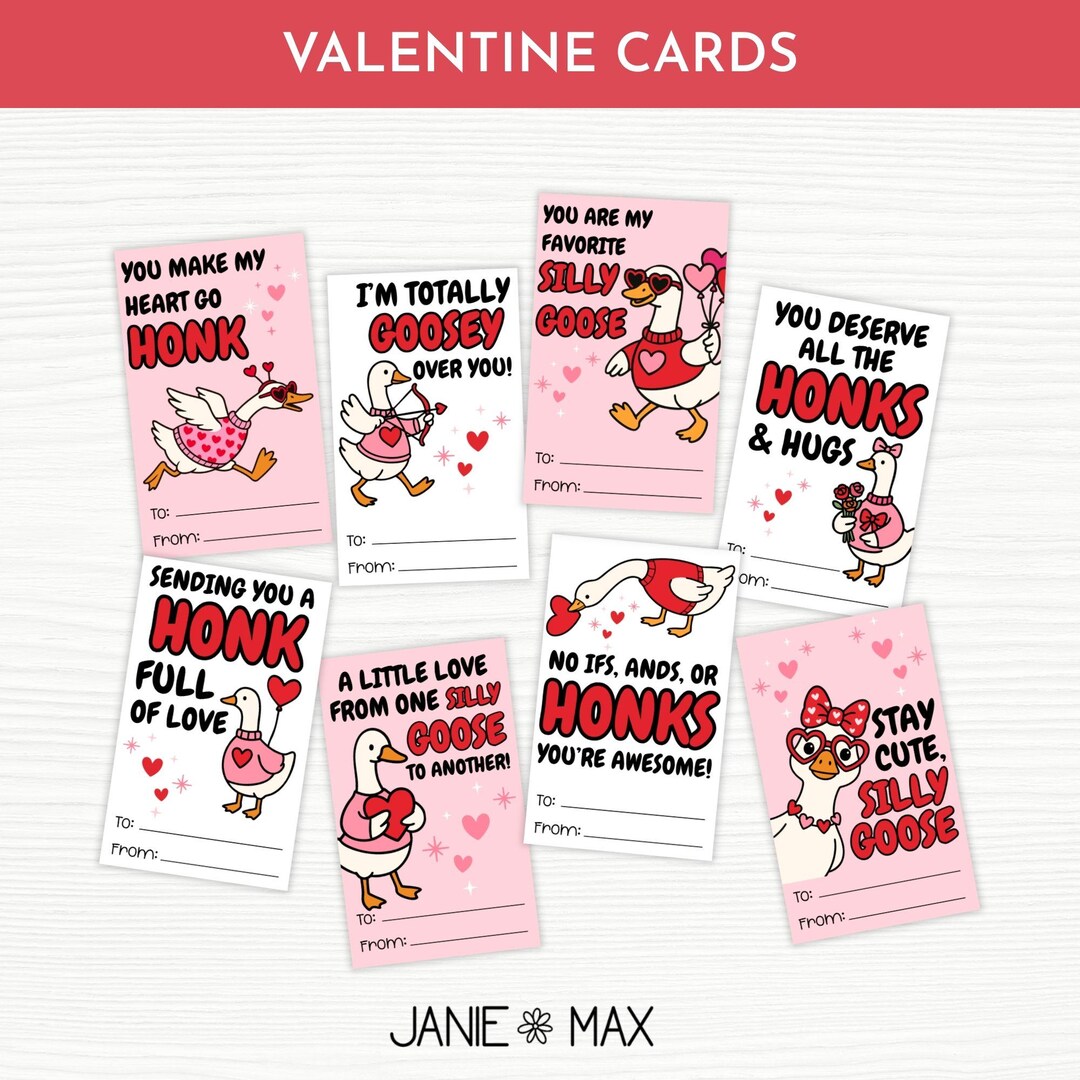 Classroom Valentine Cards Print Out, Silly Goose Printable Kids ...