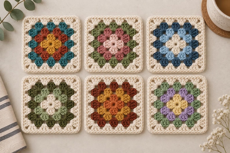 Modèle PDF au crochet d'un sous-verre carré traditionnel « Grandma ...