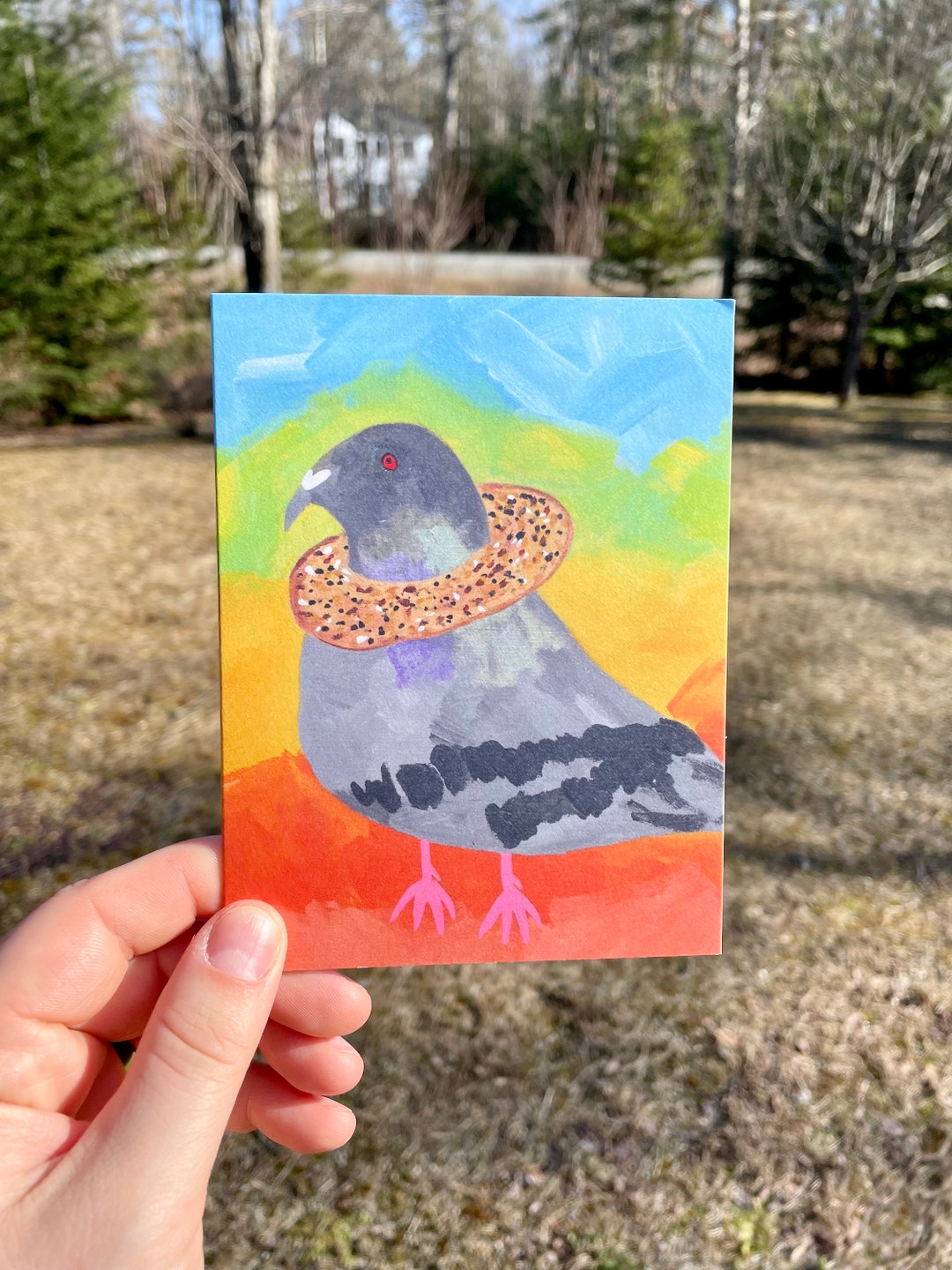 Pigeon Everything Bagel Card - Etsy