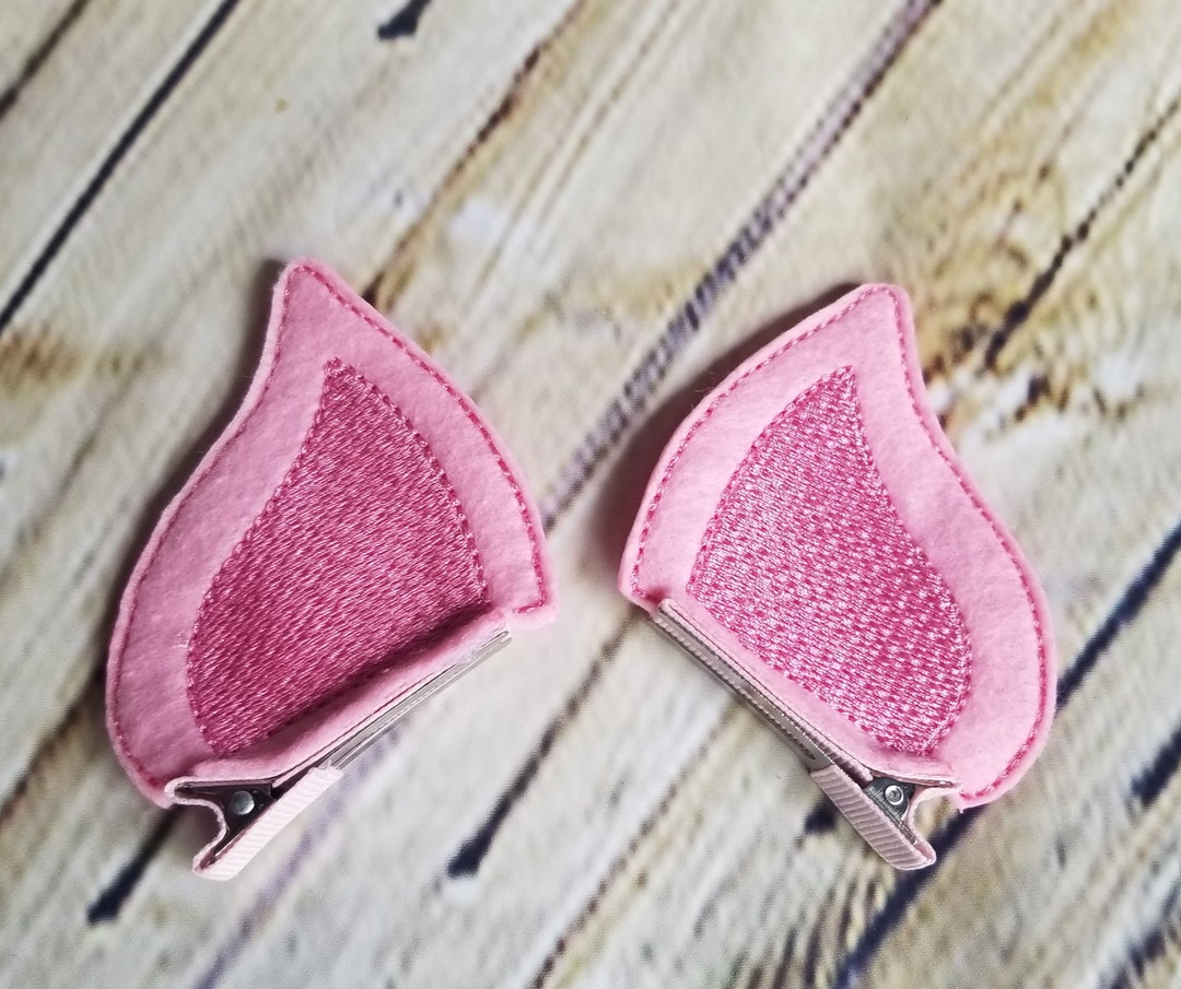 Pink Pig Barrette, Hog Ear Clips, Dress up Ears, Costume Ear Clips ...