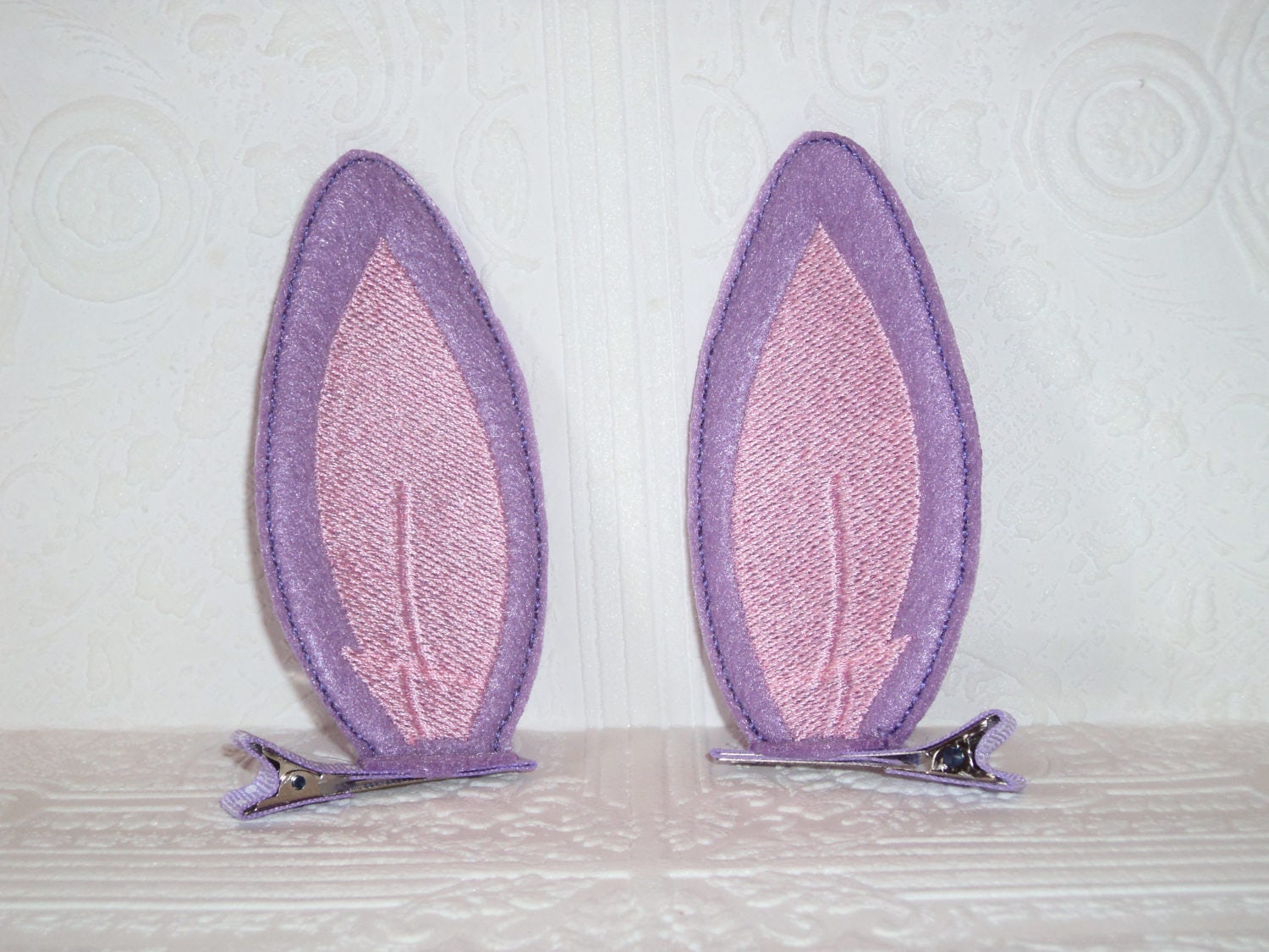 Bunny Barrette - Rabbit Ear Clips - Lilac Dressup Ears - Costume Ear ...