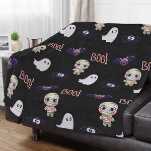 Cute Ghost, Mummy, Spider, Bat Halloween Blanket for Kids, Soft Couch ...