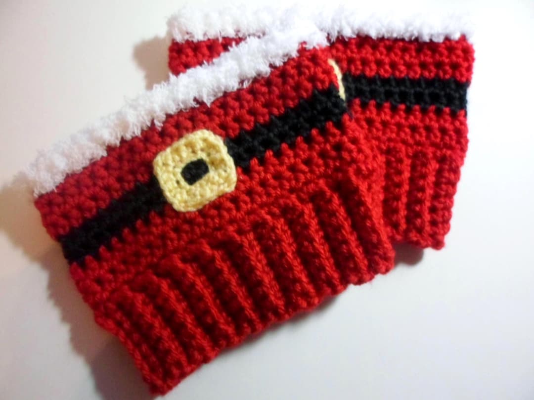 Crocheted Santa Boot Cuffs: Christmas Boot Toppers - Etsy