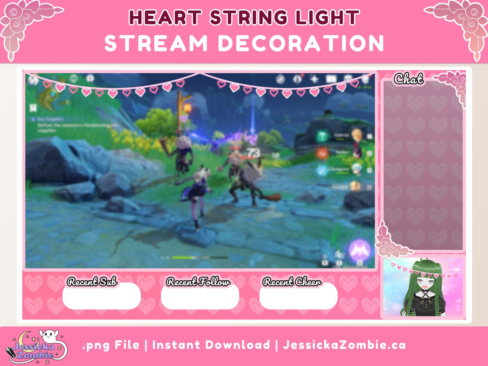Stream Decoration Heart String Lights | Hearts | Stream Add-on Overlay ...