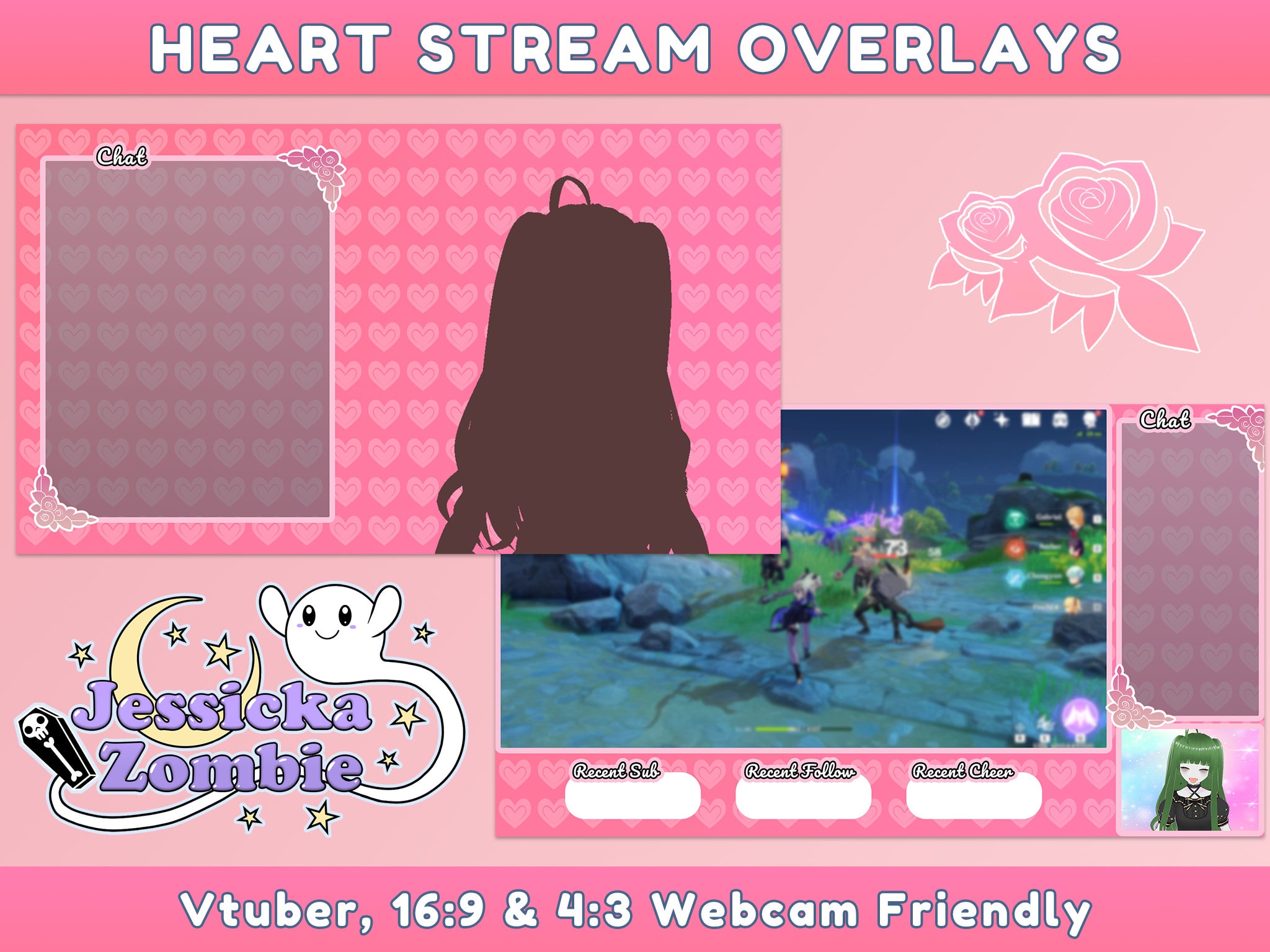 Heart Twitch Overlay Set | Vtuber Overlay | Webcam | Just Chatting | Heart Stream Overlay ...