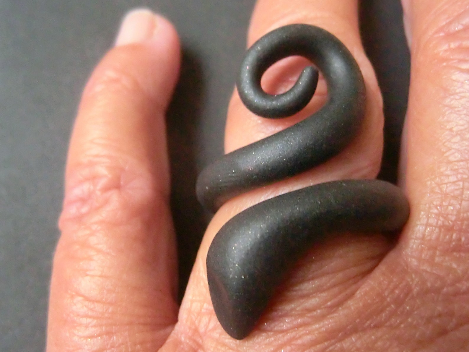 Black Snake Ring/ Flexible Polymer Clay/ Can Bend Out/ | Etsy Canada