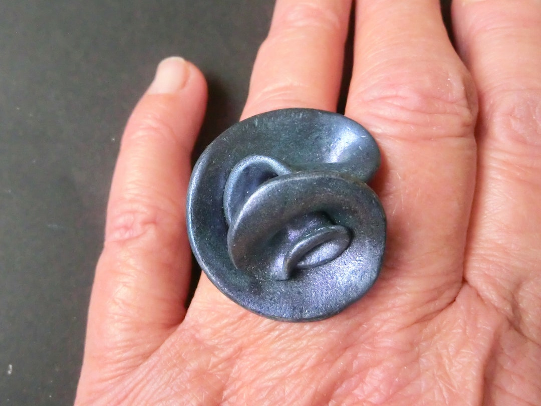 Swirly Blue Fimo Ring: Adjustable Metal Band - Etsy