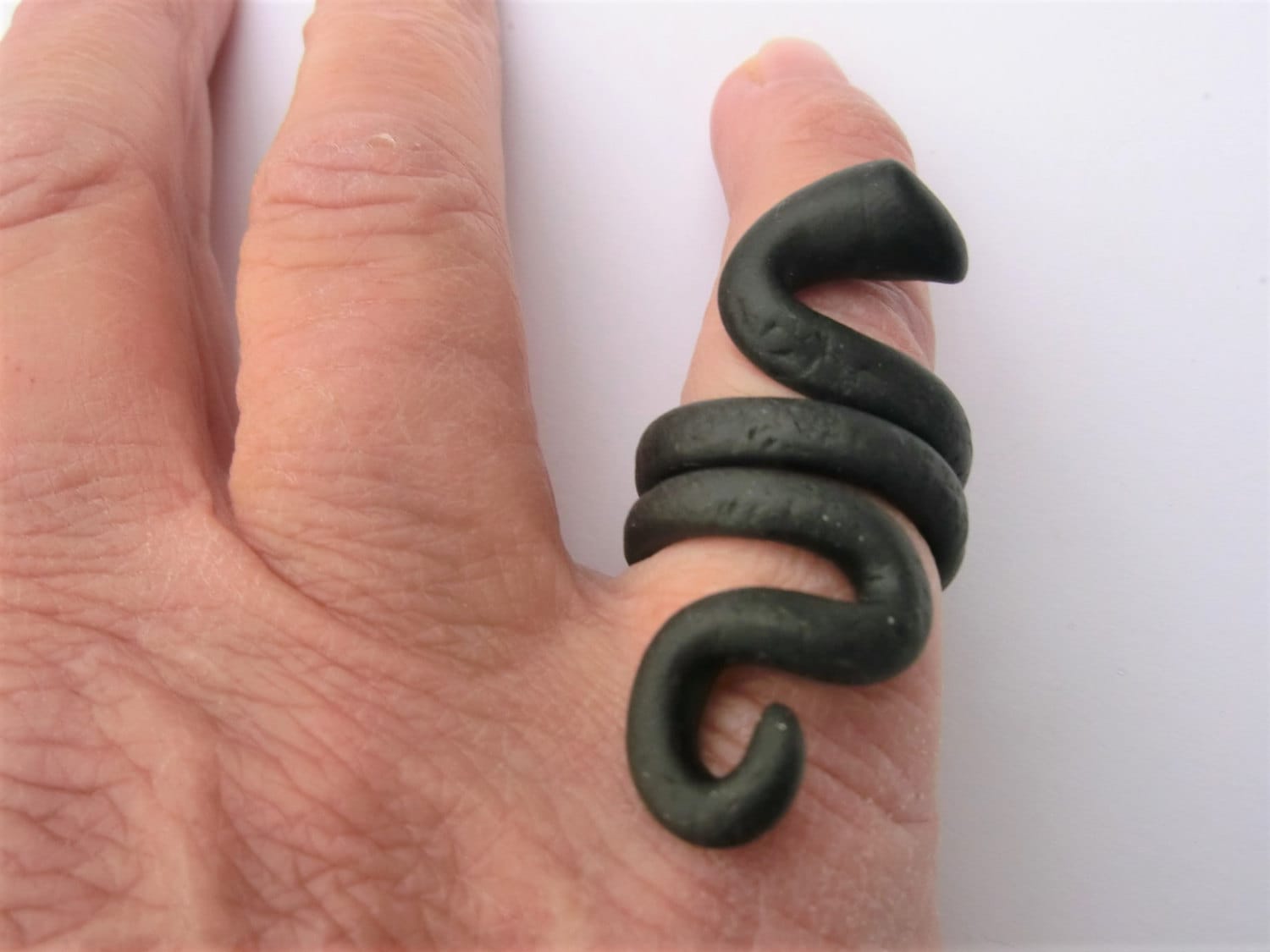 Black Snake Ring/ Flexible Polymer Clay/ Can Bend Out/ Different Shapes ...