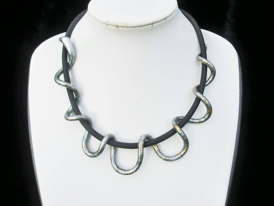 Metallic Painted Snake Necklace/ Polymer Snake Dotted With Several ...