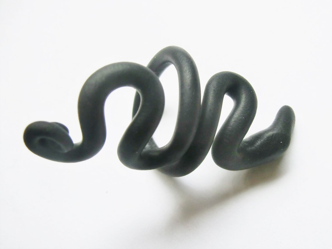 Black Snake Ring/ Flexible Polymer Clay/ Can Bend Out/ Different Shapes ...