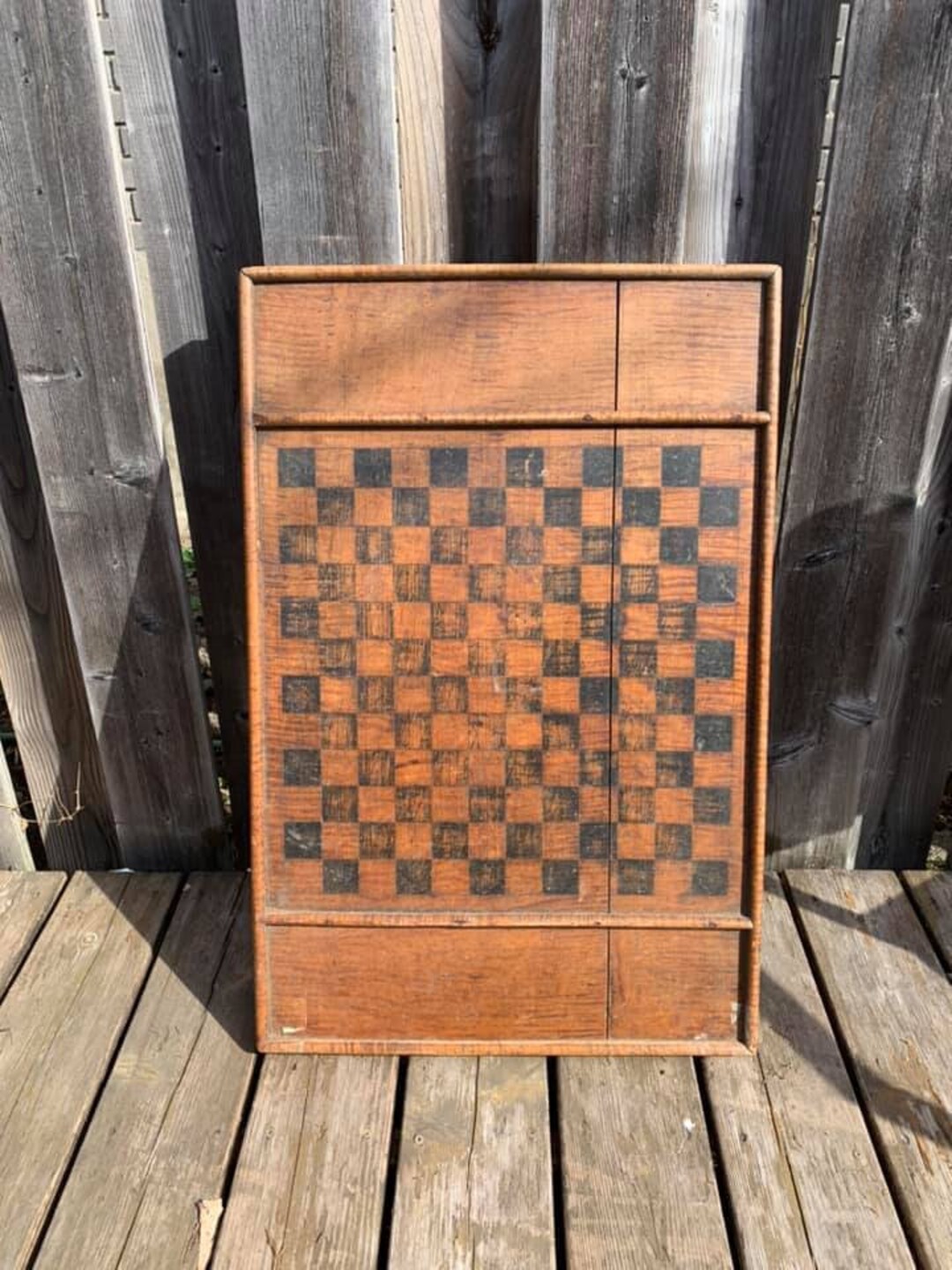 Antique Chess Checkers Gameboard Tiger Maple - Etsy