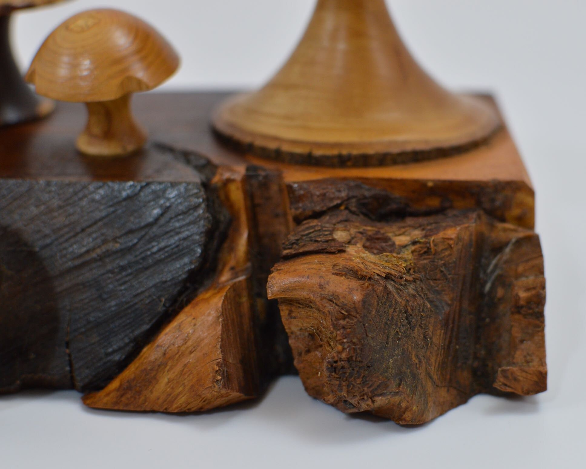 Wooden Sculpture Mushrooms Toadstools Vintage Fungi Wood Etsy