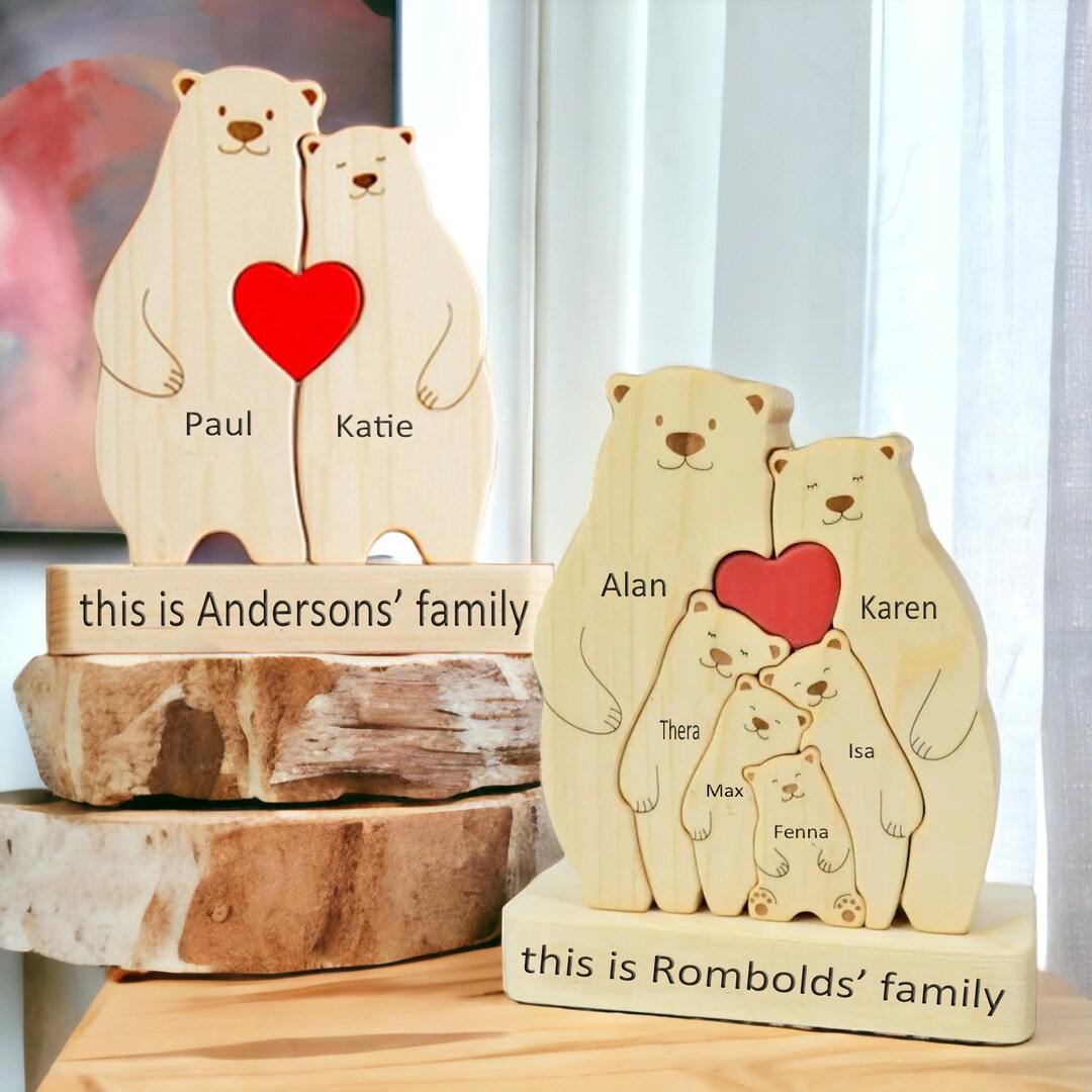 Wooden Bears Family Puzzleup to 6 Person Animal - Etsy UK