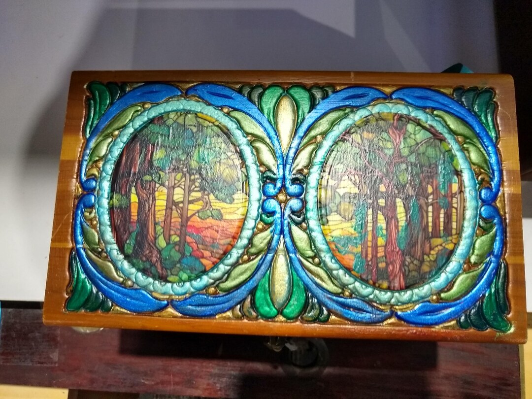 Refurbished Keepsake Box: Hand-painted Wooden Jewelry Trinket Treasure ...
