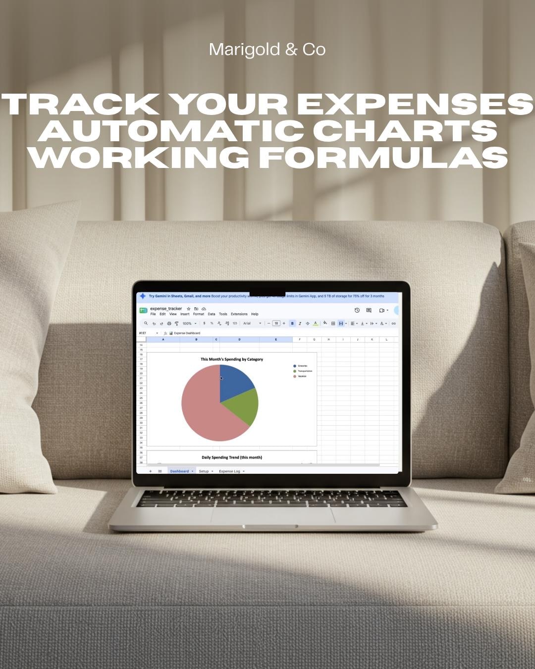 Expense Tracker Spreadsheet | Google Sheets Spending Tracker With Auto ...