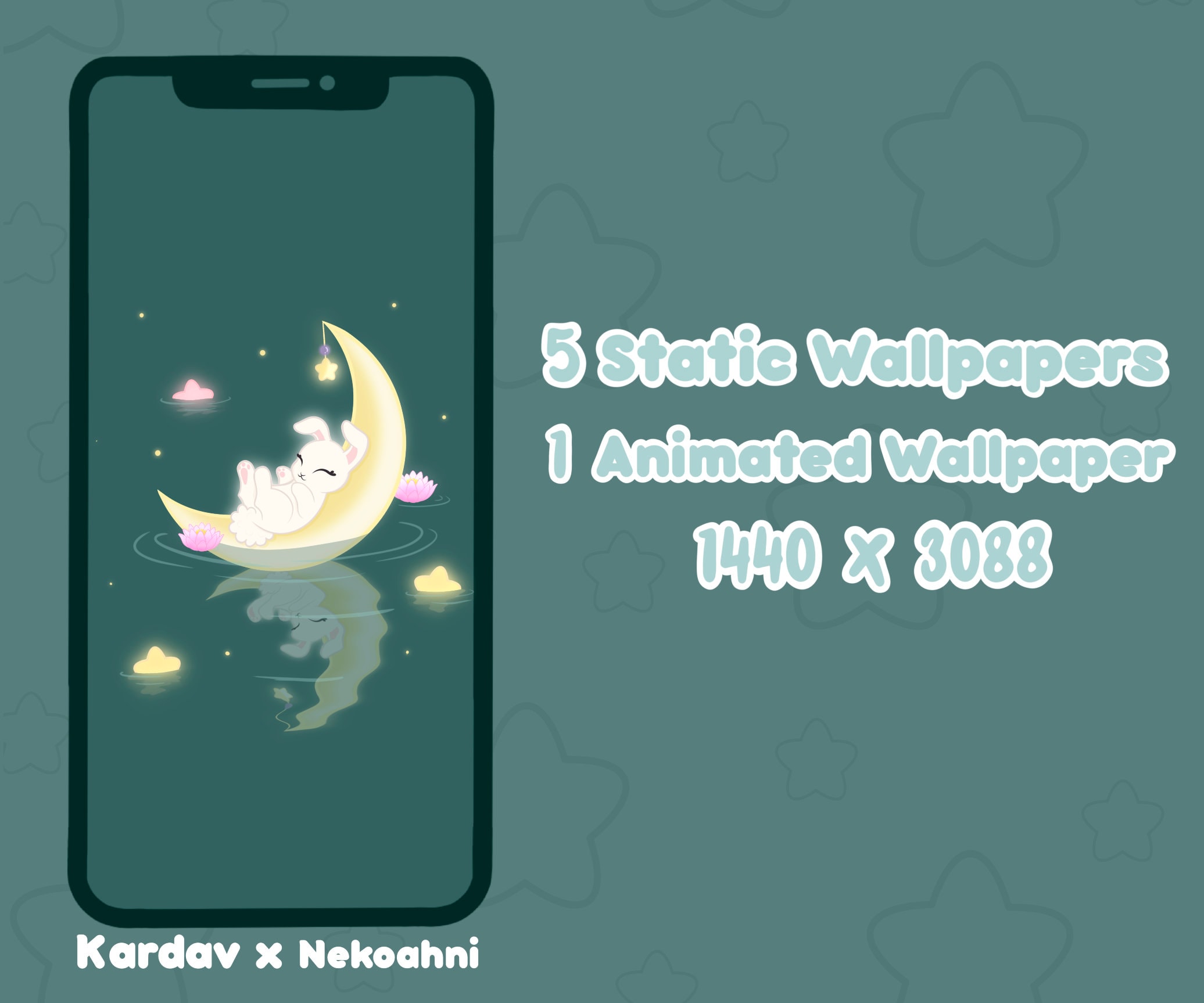 Moon Rabbit Wallpaper for Ios/android - Etsy