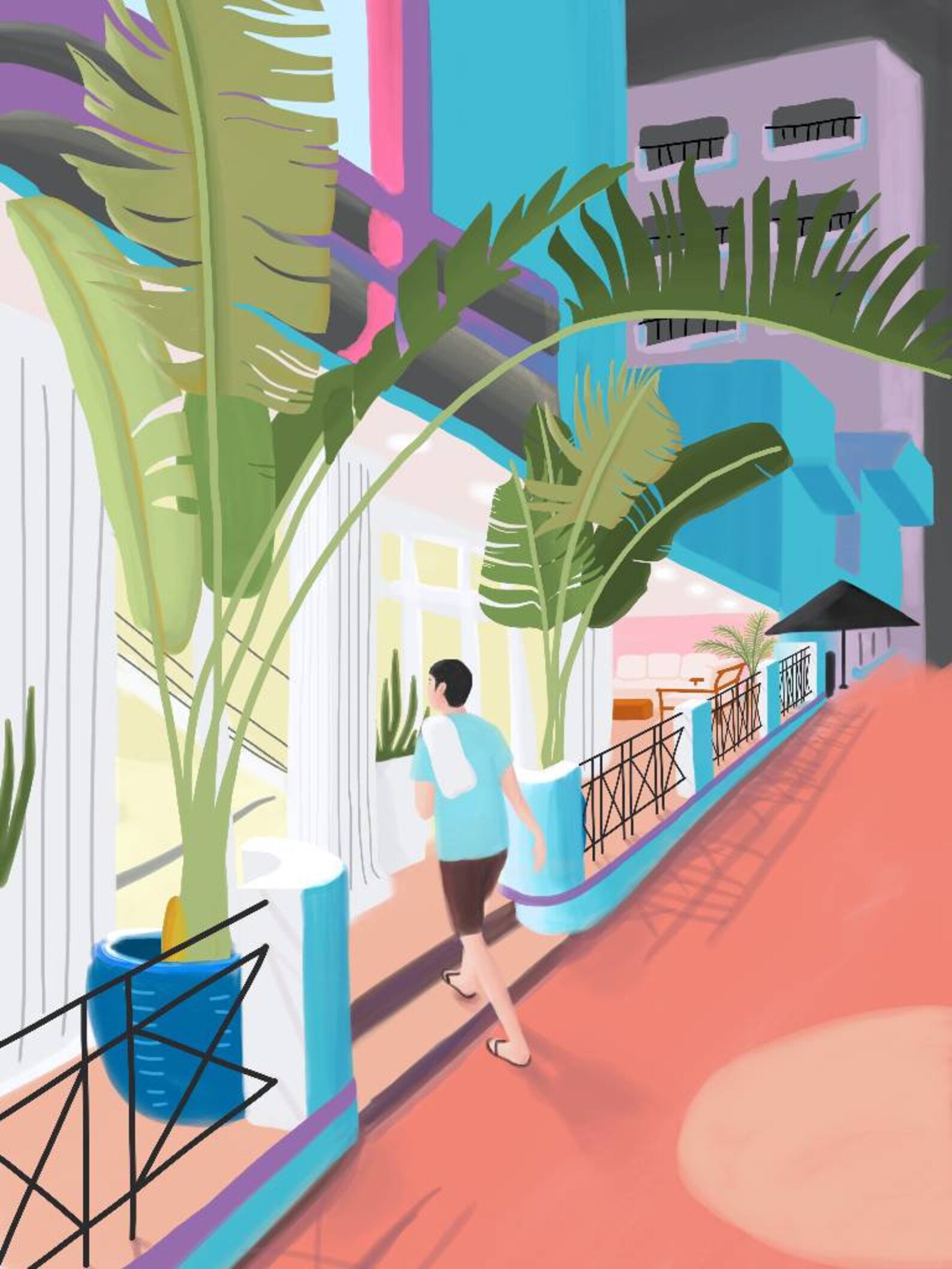 Miami South Beach original art print | Etsy