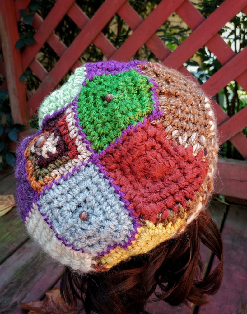 Patchwork Hat With Hidden Stash Pocket- Crochet, Slouchy, Beret - Etsy