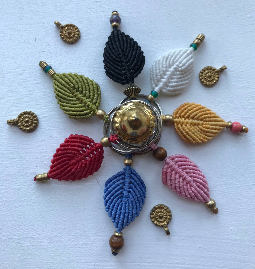 Macrame Key Ring, Handmade UK, Leaf Keyring, Nature, Micro Macrame, 5 ...