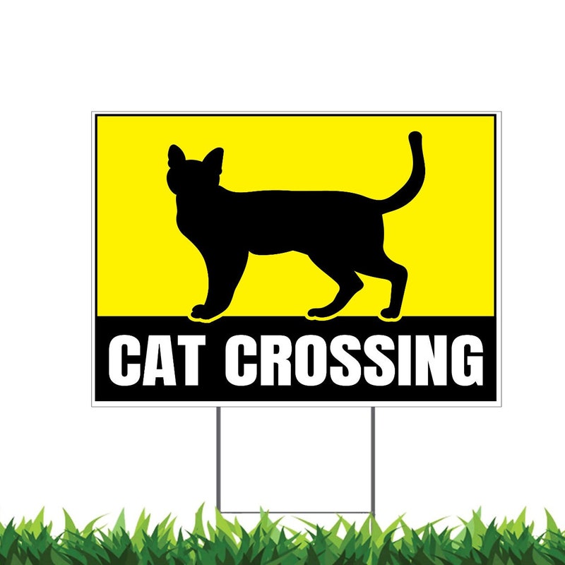 Metal Cat Crossing Sign - Etsy