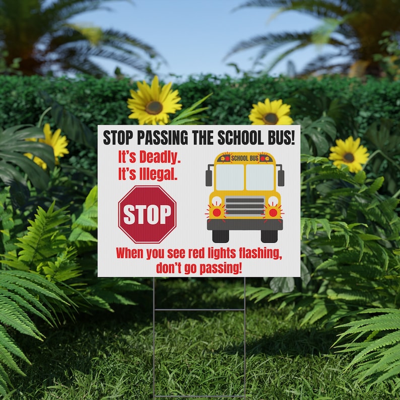 School Bus Stop Sign: Double-sided Yard Safety Sign With H-stake - Etsy