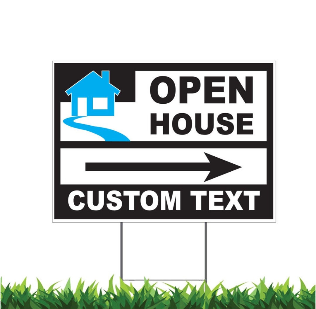 Open House Right Directional Arrow, HS05 18x24 Yard Sign With H Stake ...