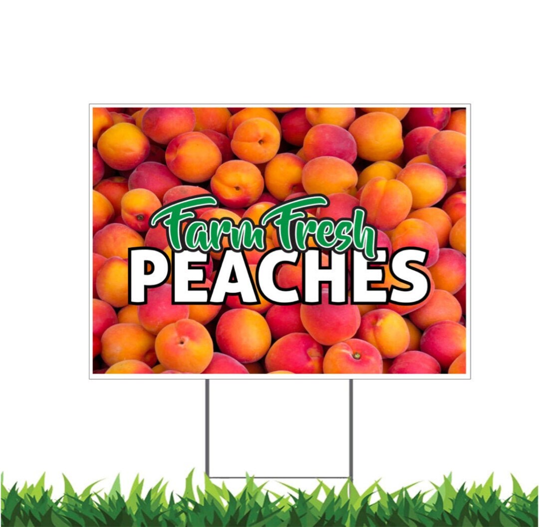 Farm Fresh Peaches Yard Sign: Double-sided Print With Metal Stake - Etsy