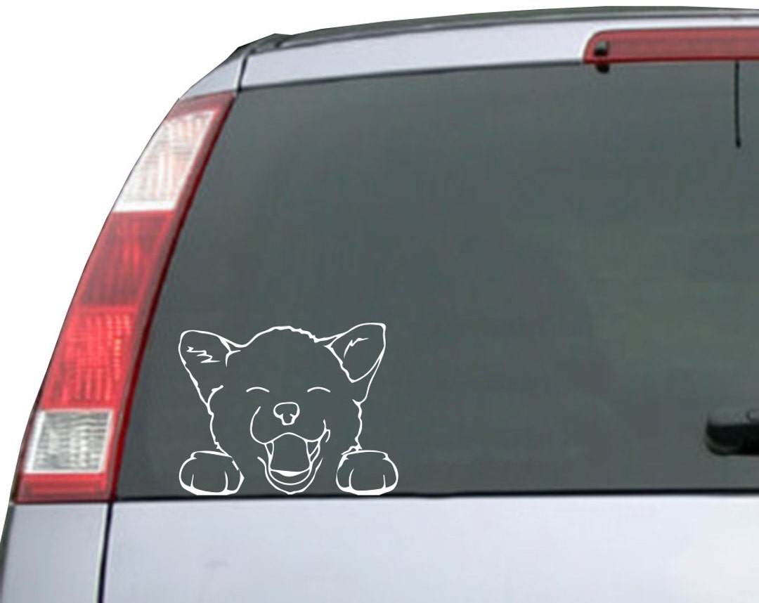 Happy Puppy Dog White Vinyl Decal for Car Window, Wall, or Almost ...
