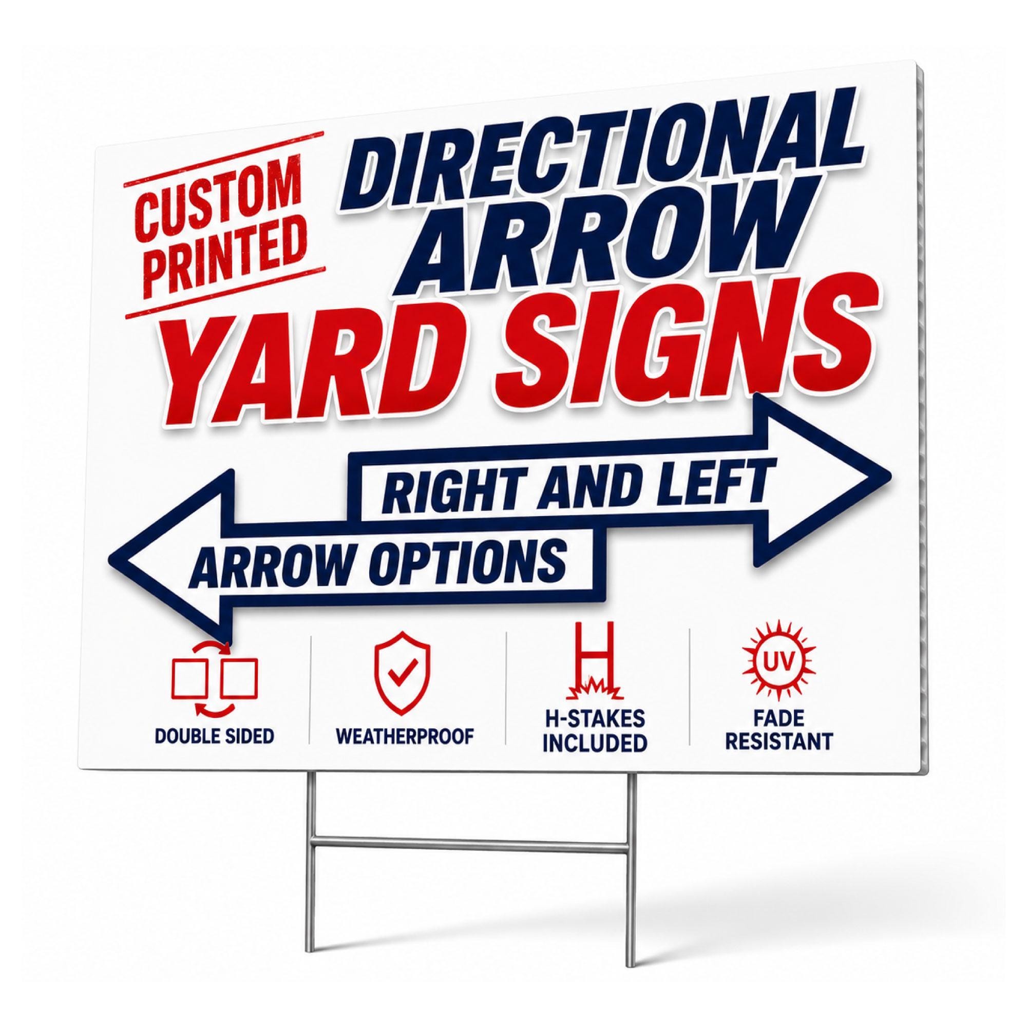 Custom Directional Arrow Yard Sign, Double Sided, Weatherproof, Metal H ...