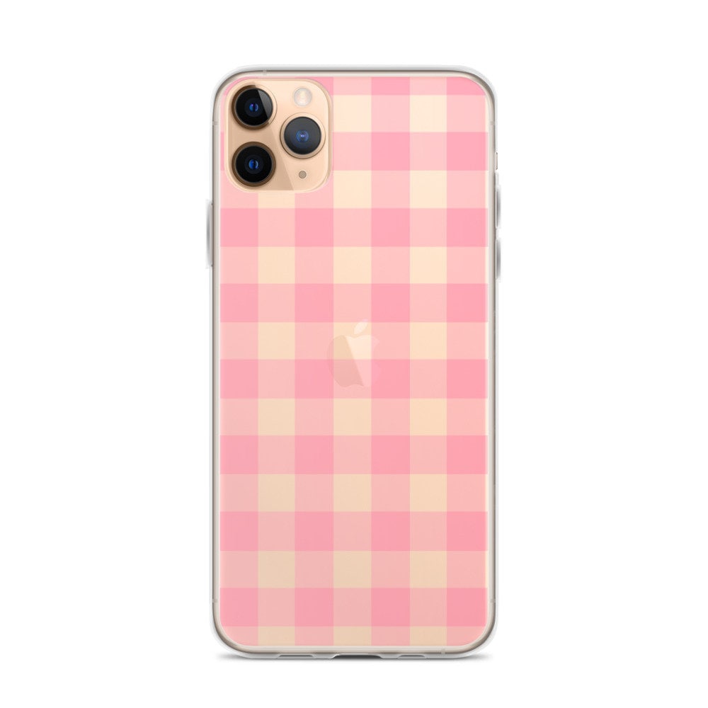 Pink Plaid Pattern on Clear iPhone Case - Etsy