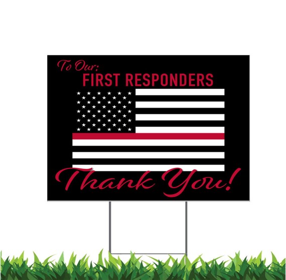Thank You Stay Safe First Responders Red Line Flag V7 | Etsy