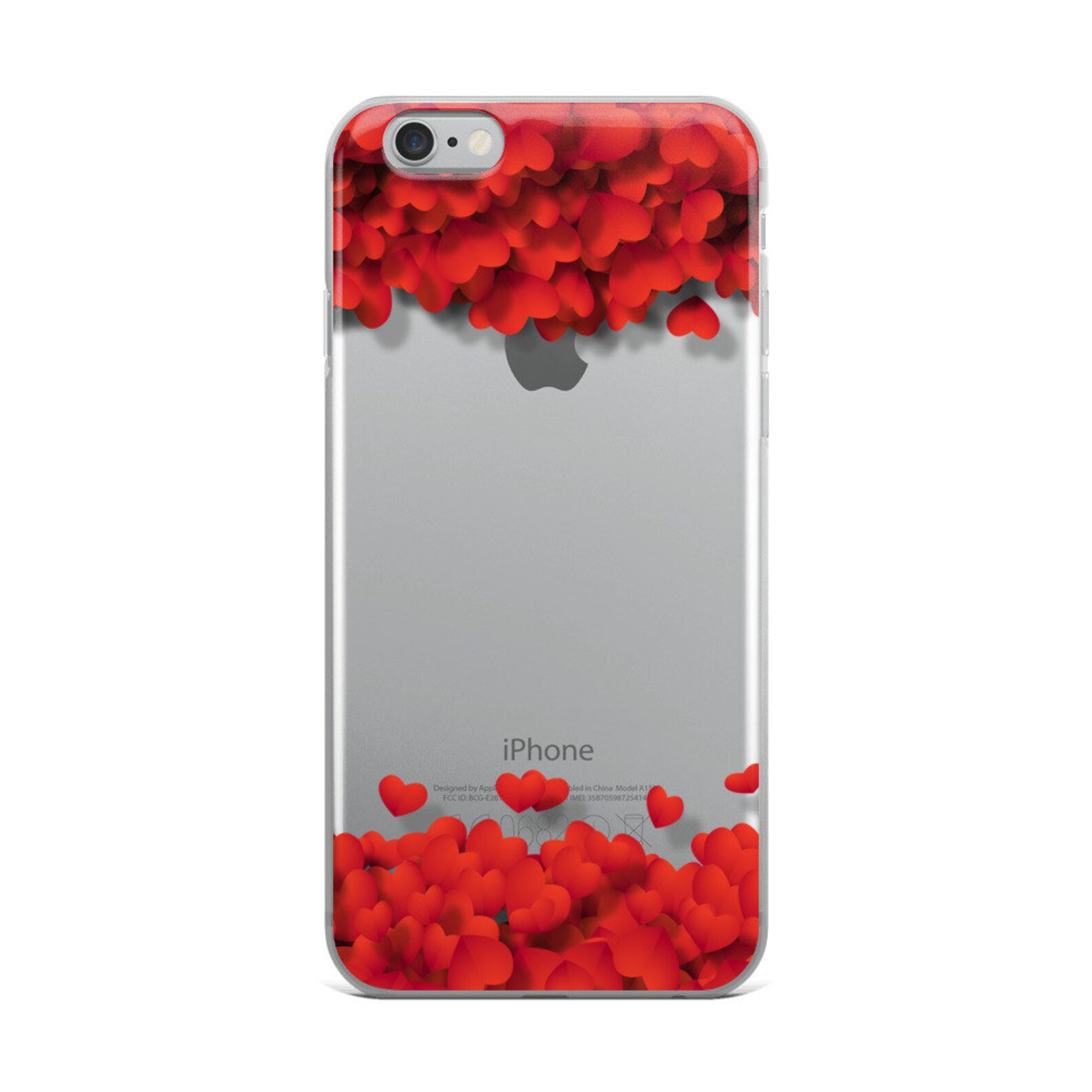 Hearts 3D Effect With Clear Transparent Case for See Through iPhone ...