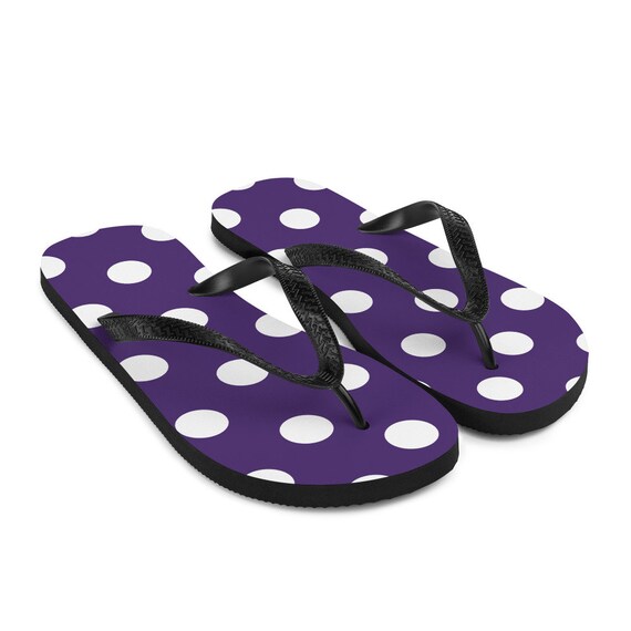 White Polka Dot Pattern Purple Background Flip-flops | Etsy