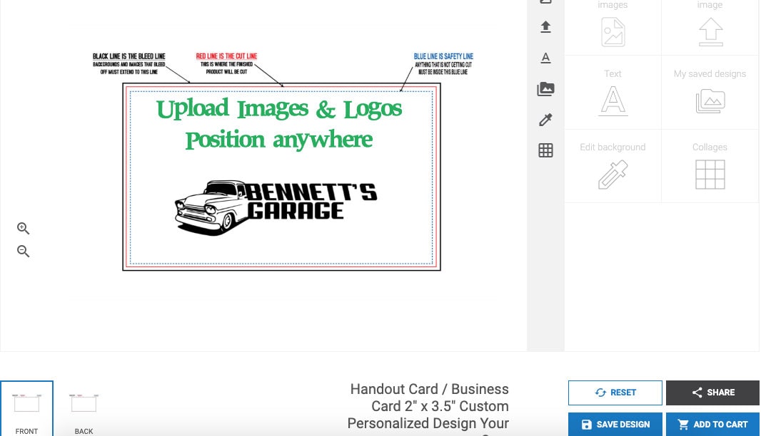 Custom Design Printed Business Cards 2 x 3.5 design online | Etsy