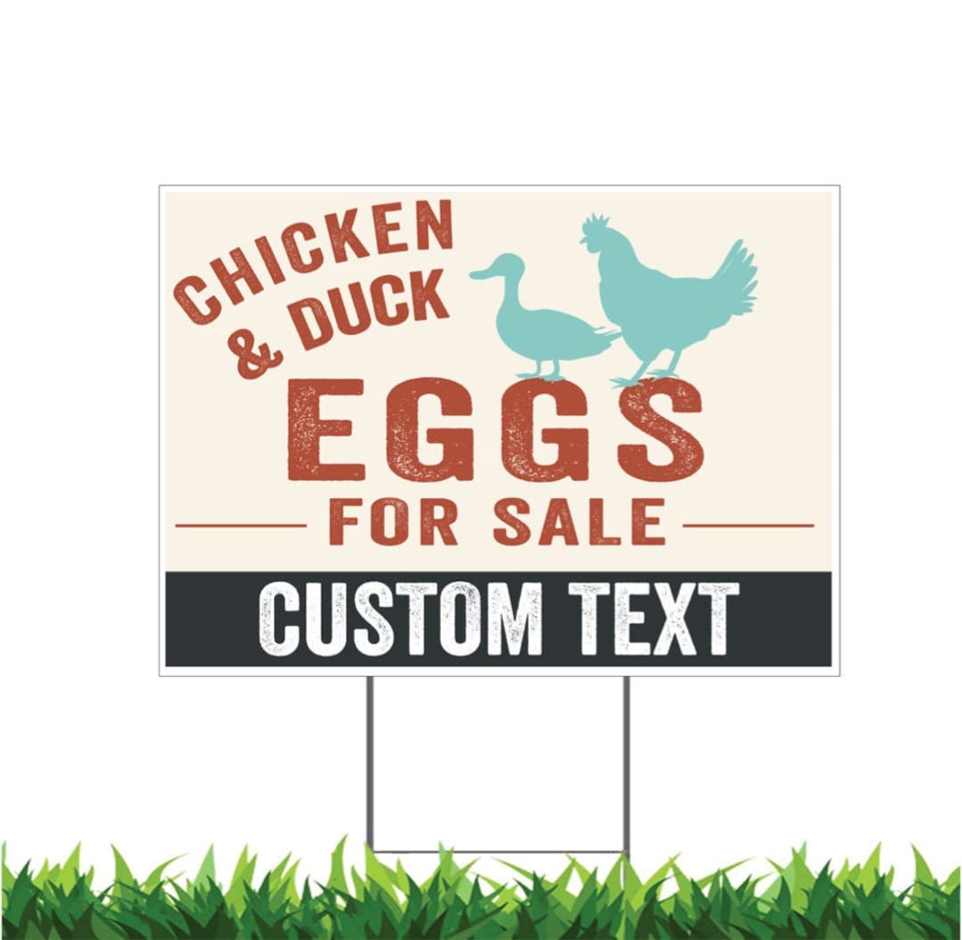 Custom Farm Fresh Eggs Yard Sign, Chicken & Duck, Printed Double-sided ...