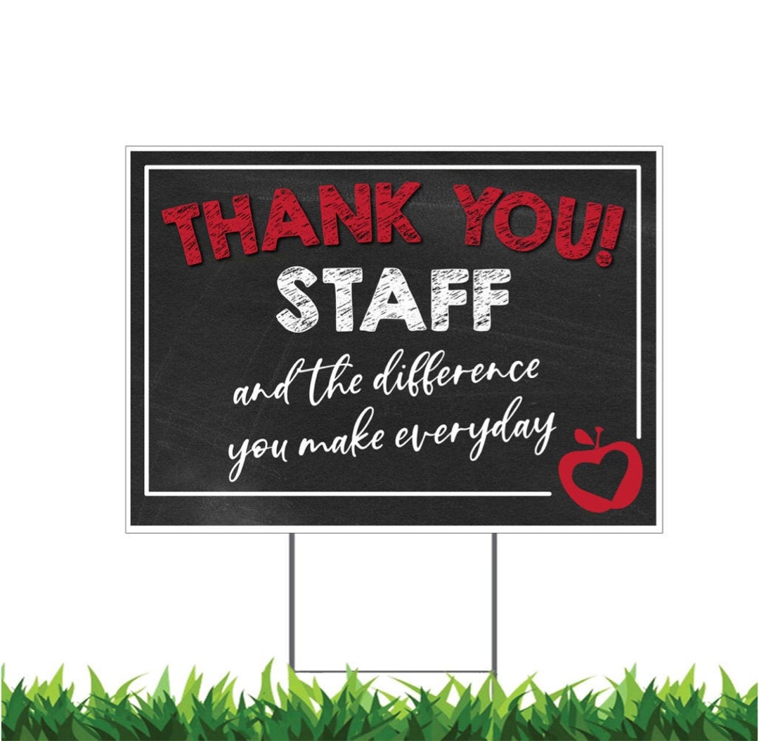 Thank You Staff Yard Sign: Appreciation Gift, Metal H-stake Included - Etsy