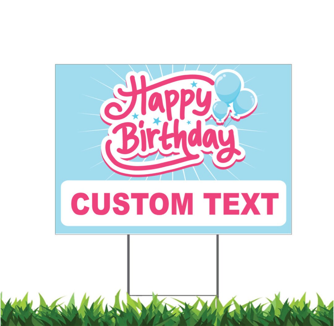 Custom Happy Birthday Sign, Pink and Blue, 18x24-inch Yard Sign Metal ...