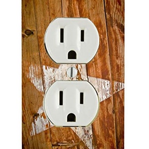 White Star on Wood Background Custom Printed Electrical Outlet Wall ...
