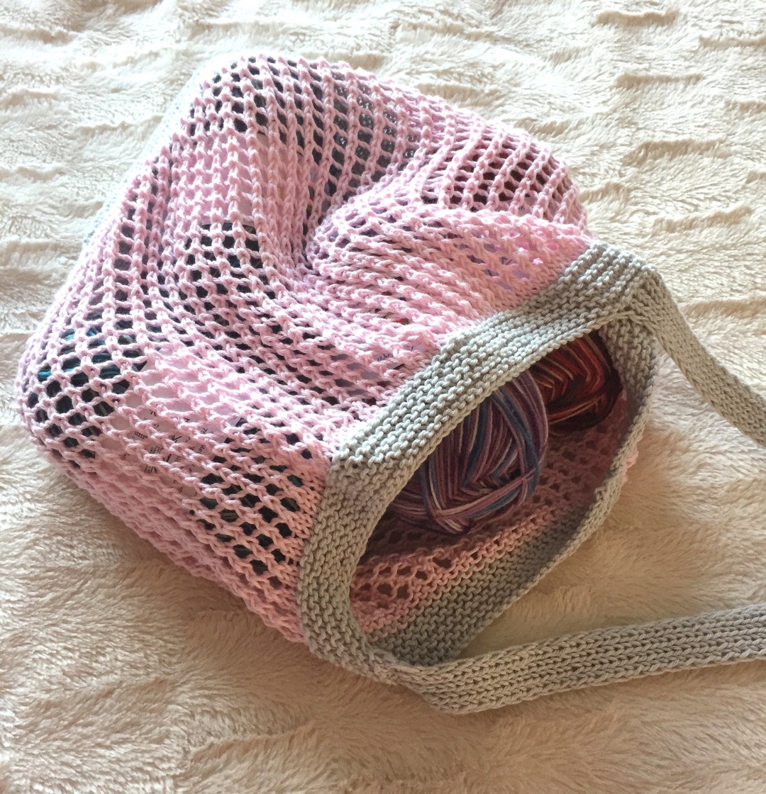 100% Cotton Reusable Market Bag Hand Made pink & Light Grey. - Etsy