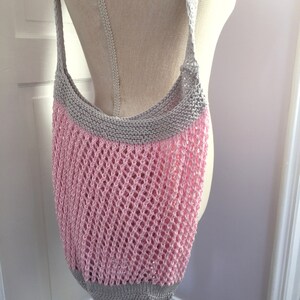 100% Cotton Reusable Market Bag Hand Made pink & Light Grey. - Etsy