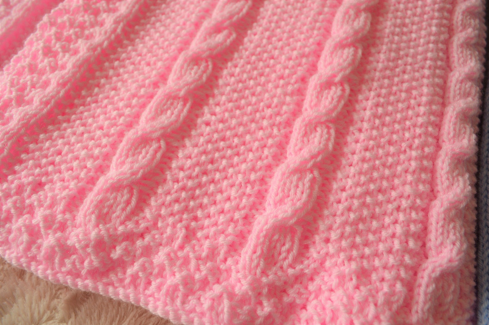 Knitting Pattern Cable Baby Blankets Two Simple Designs in - Etsy