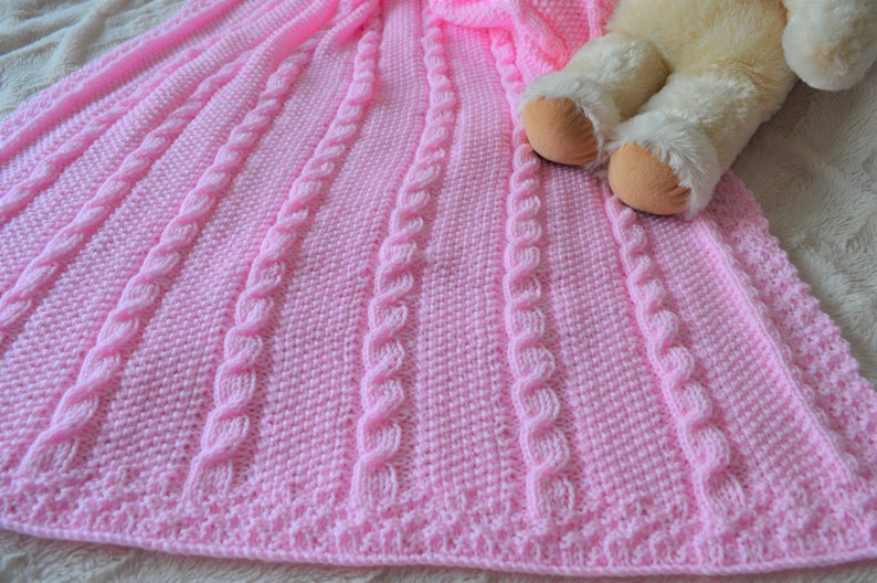 Knitting Pattern Cable Baby Blankets Two Simple Designs in - Etsy