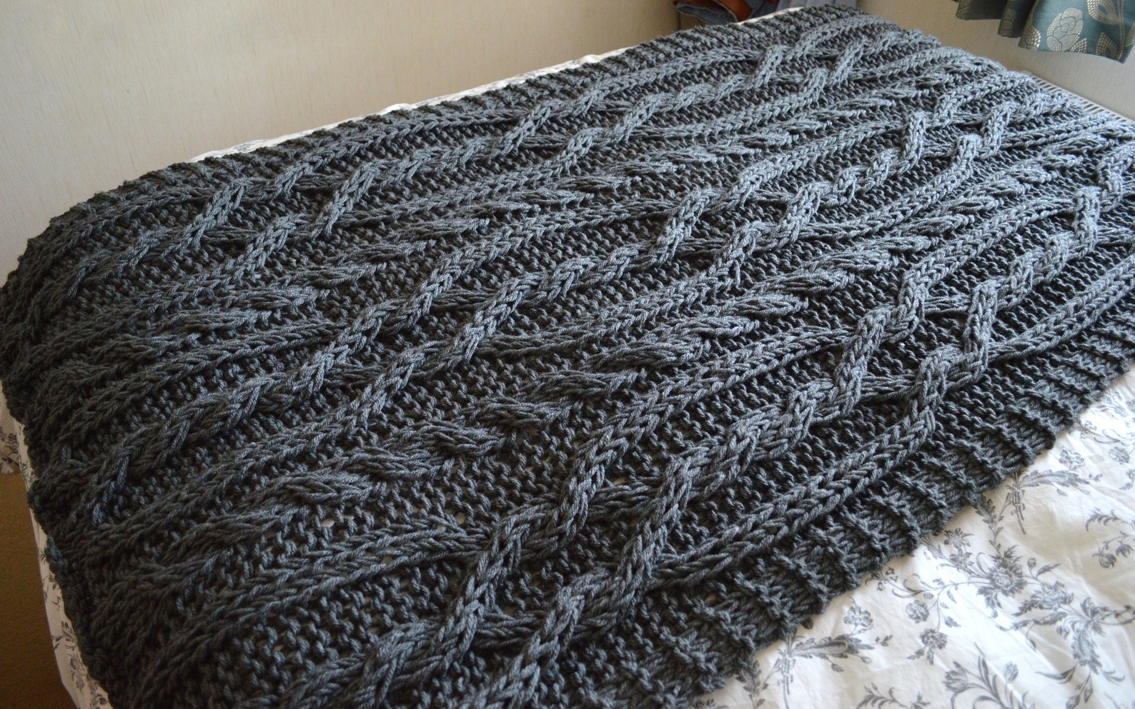 Knitting Pattern ~ Snuggly Cable Blanket / Throw. ~ ENGLISH ~ PDF ...